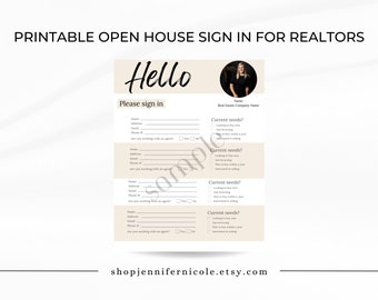 Open House Sign in Sheet, PDF Print, Downloadable Ready to Use, Real ...