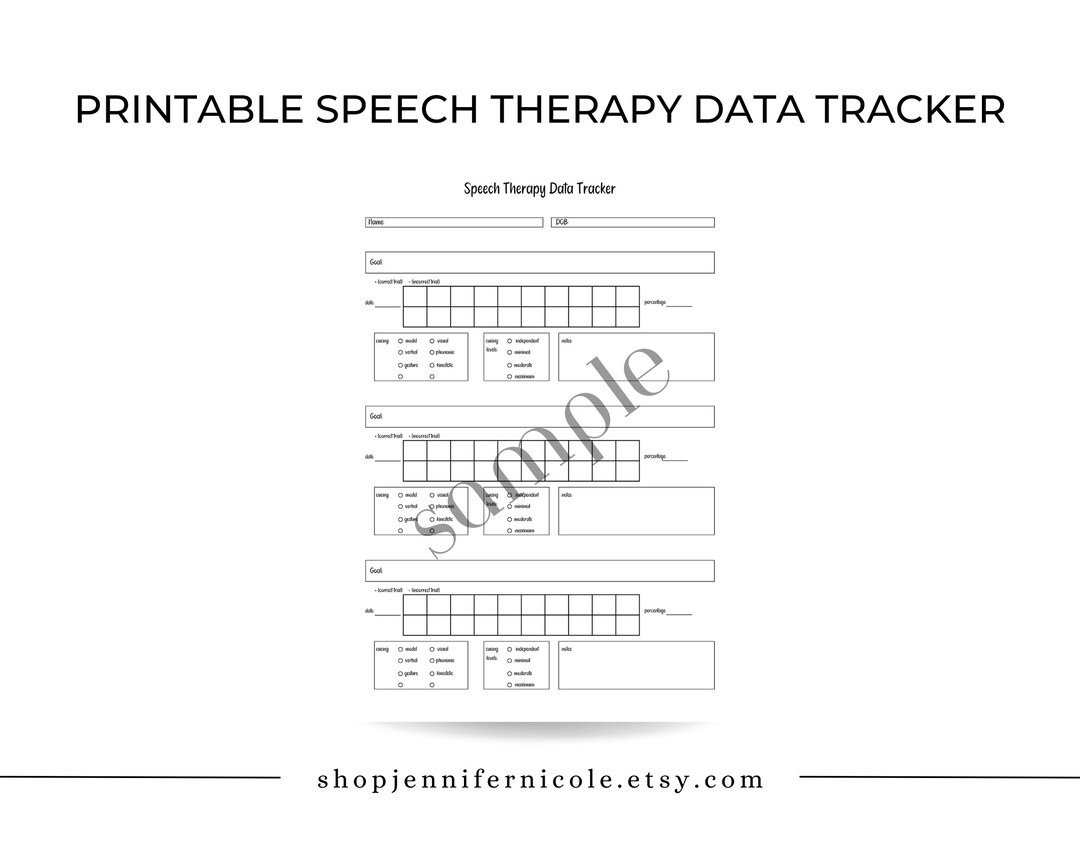 Speech Therapy Data Tracker - Data Sheet - Speech Therapy - Etsy