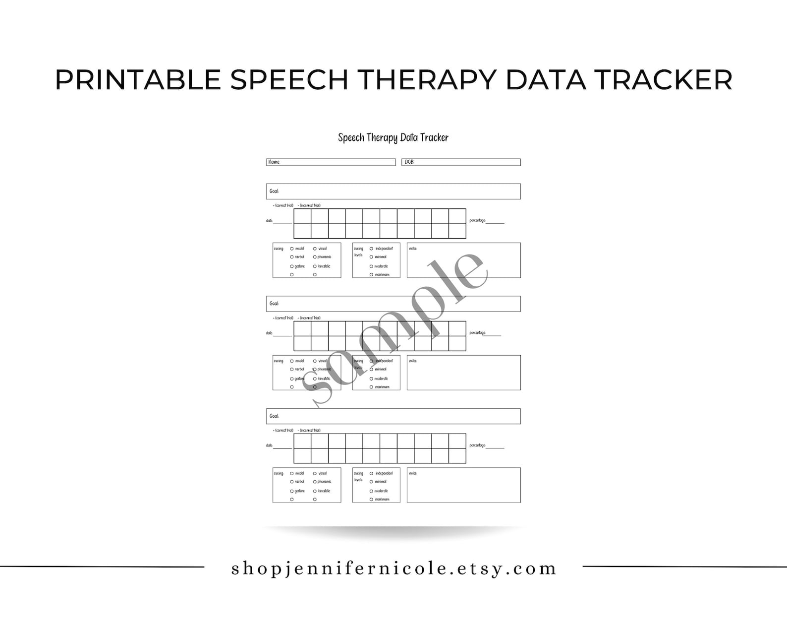 Speech Therapy Data Tracker – Printable SLP Data Sheet (digital ...