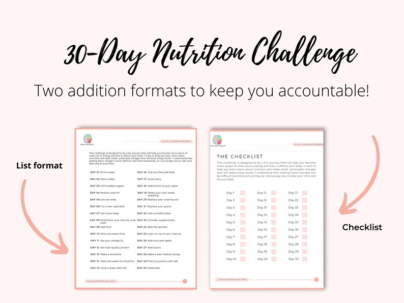 30 Day Nutrition Challenge, 30 Day Wellness Challenge , Healthy Habits ...