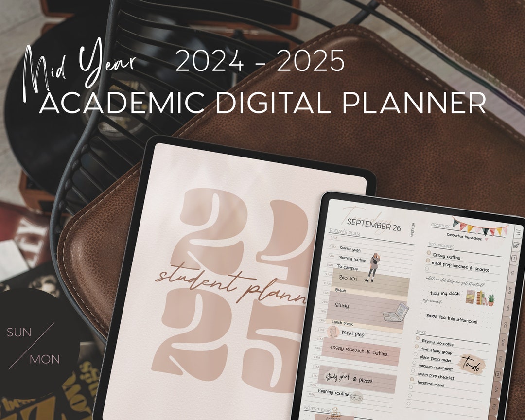 2024 2025 Academic Digital Planner Aesthetic Mid Year Dated Daily ...