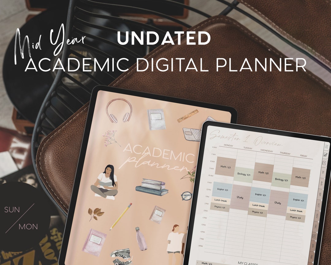 Undated Weekly Student Digital Planner Mid Year Aesthetic Academic ...
