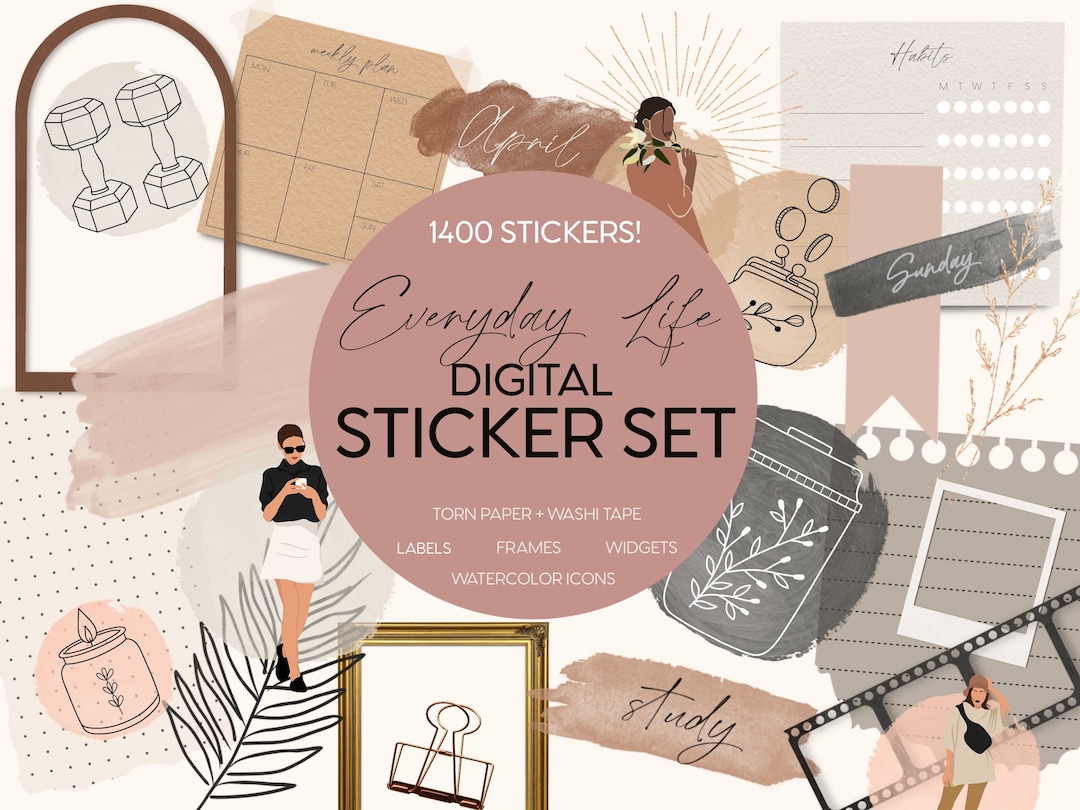 Everyday Life Pre-cropped Digital Sticker Set | Sticker Book for ...