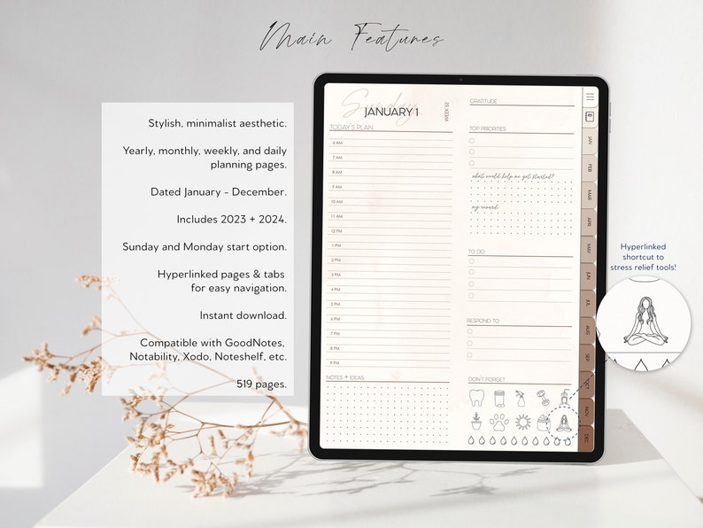 2024 Aesthetic Digital Life Planner Dated Daily Planner - Etsy