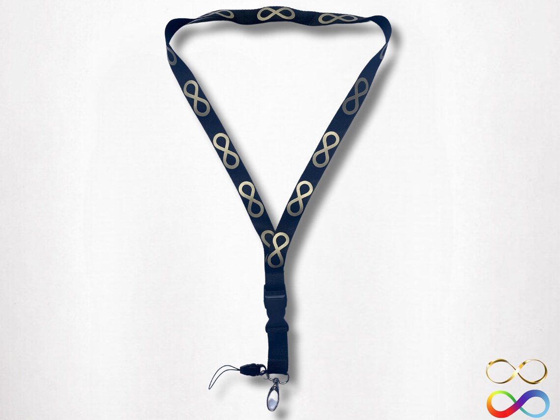 Lanyard ID Holder Autism ADHD, Gold Infinity Lanyard, Neurodiversity ...