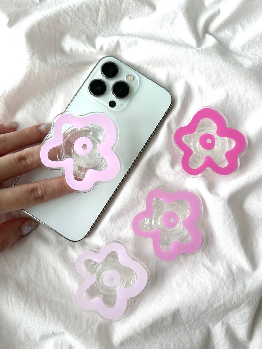 Pink Flower Phone Grip Series, Floral Phone Accessory, Different Shade ...