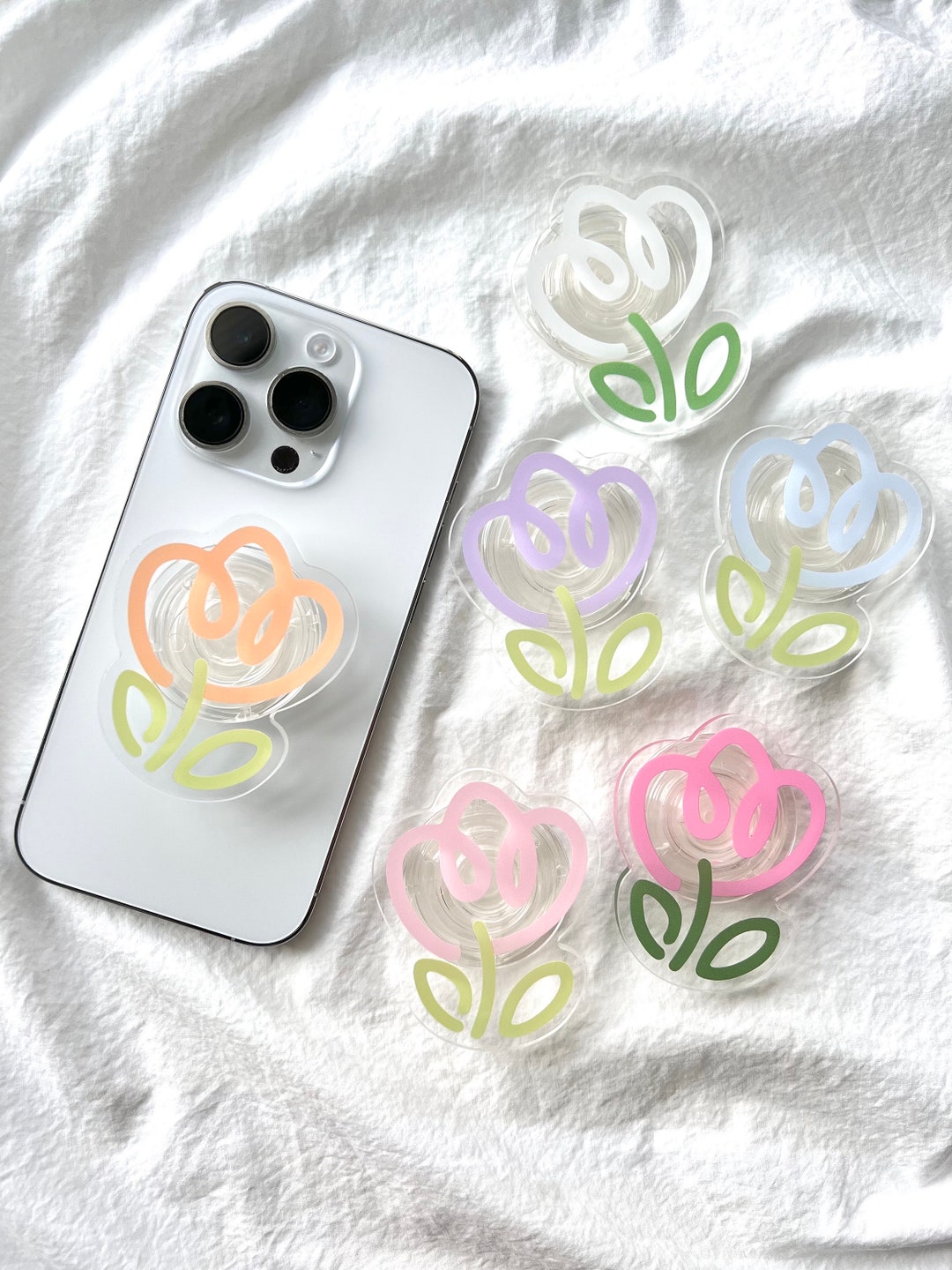 Cute Tulip Phone Stand, Flower Phone Accessory, Pastel Flower Phone ...