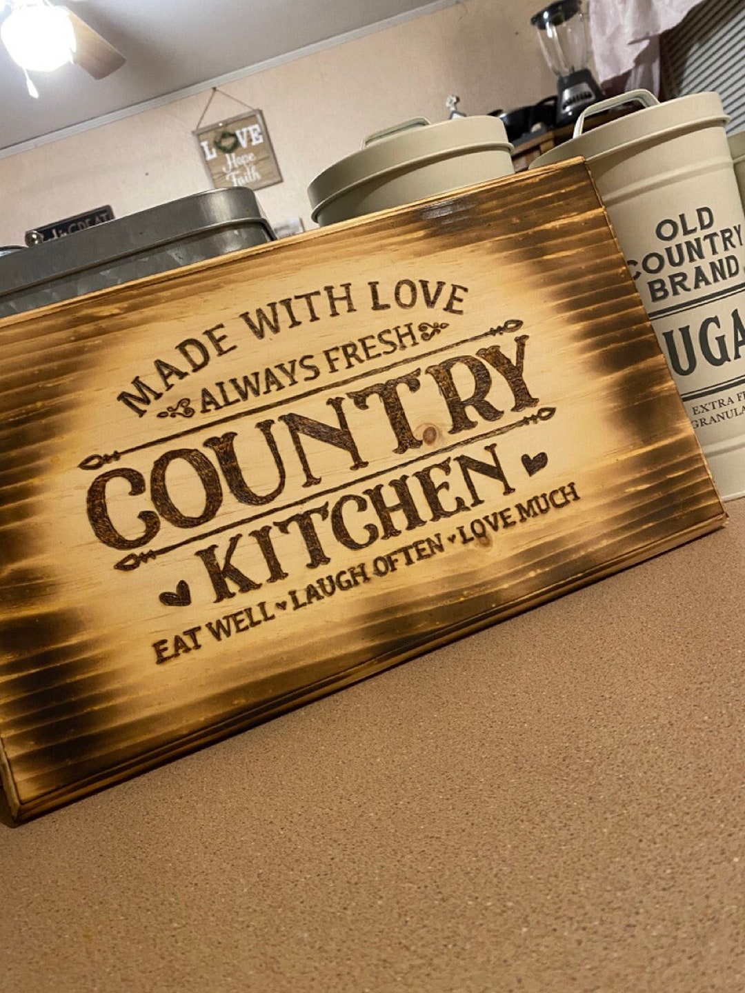 Handmade Rustic Farmhouse Style Wood Burned Kitchen Sign for Gift or ...
