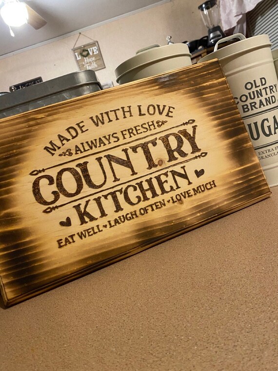 Farmhouse Sign Wood Burned Hobby Lobby Kitchen Sign With Boxwood
