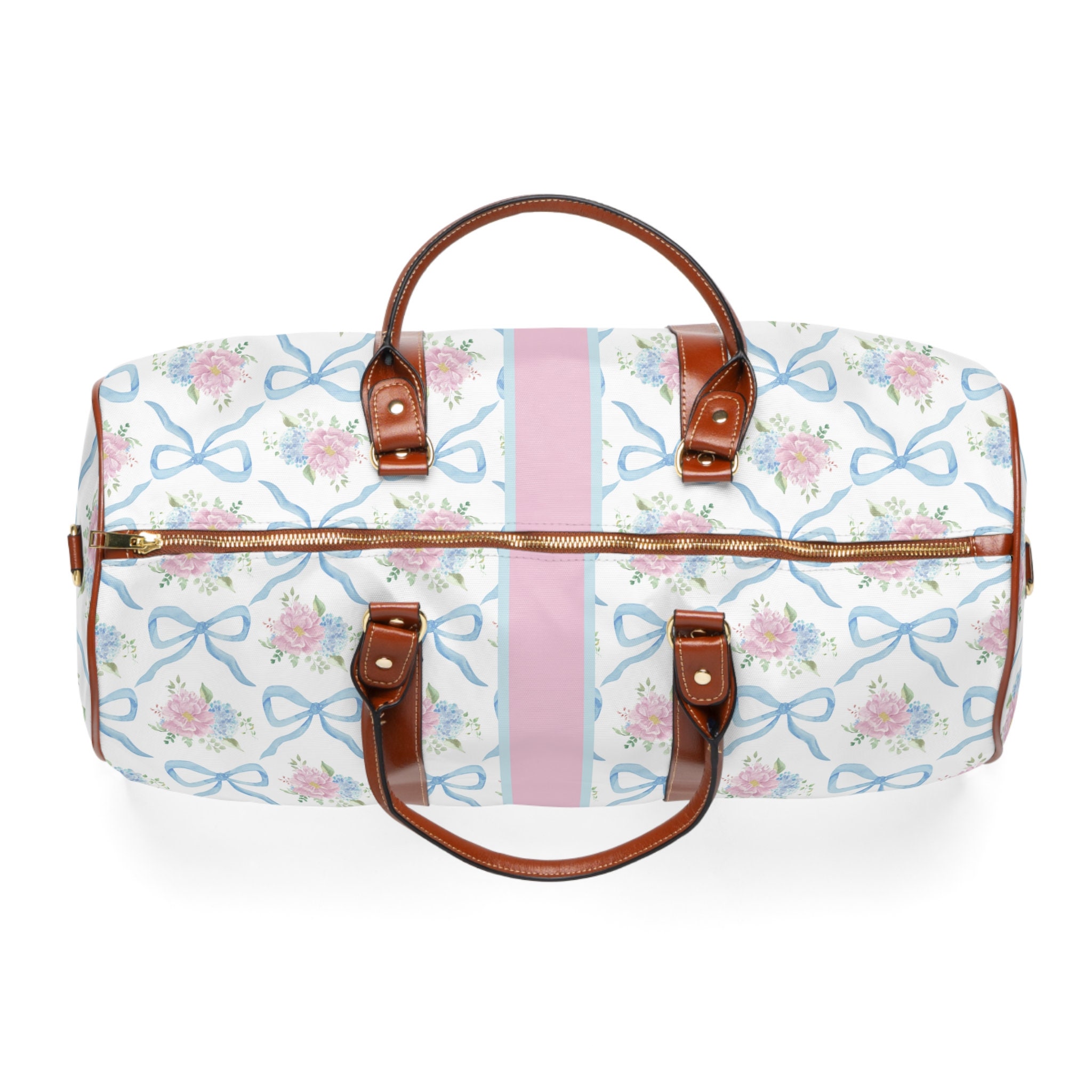 Custom Floral Duffle Bag Preppy Girls Travel Bag Hydrangea and Bows ...