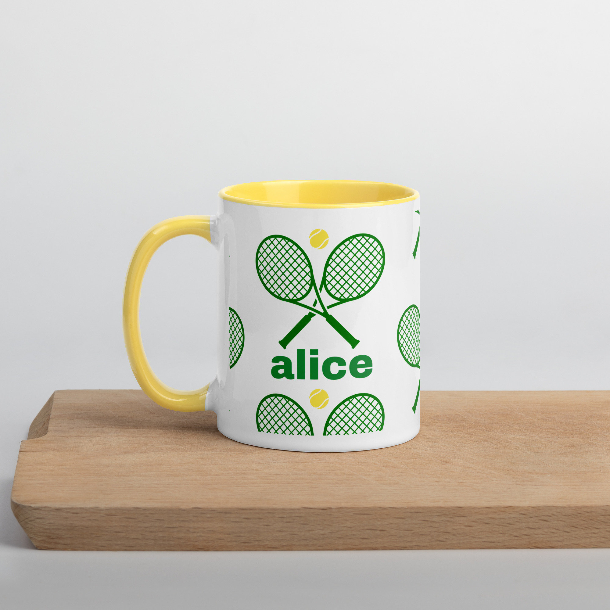 Custom Tennis Mom Mug With Yellow Inside and Handle Tennis Coach Mug ...