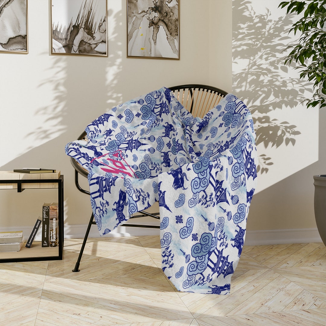 Custom Minky Blanket Cute Blue Pagoda Nursery Blanket for Girl ...