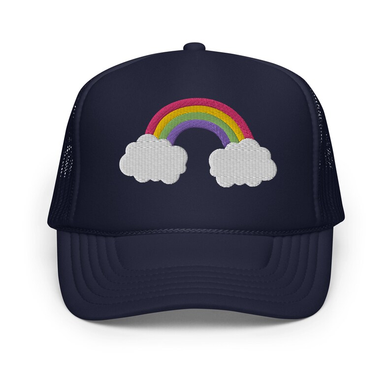 Embroidered Trucker Hat Rainbow Baseball Hat Cute Summer Style Rainbows ...