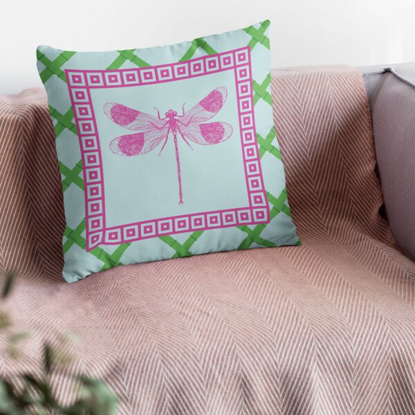 Pink Greek Key Pillow - Etsy
