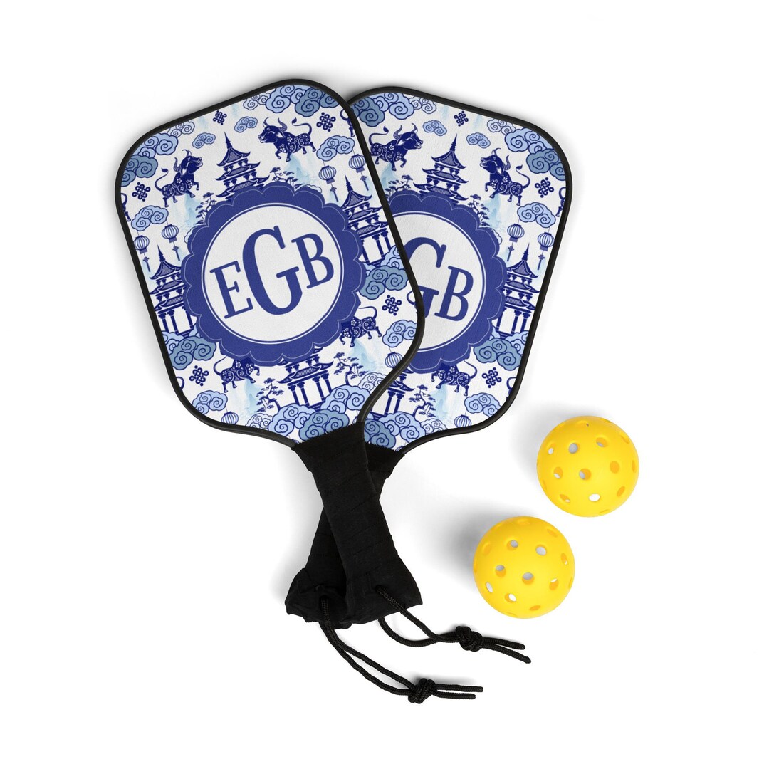 Custom Monogram Pickleball Kit Custom Pickleball Paddle Chinoiserie ...