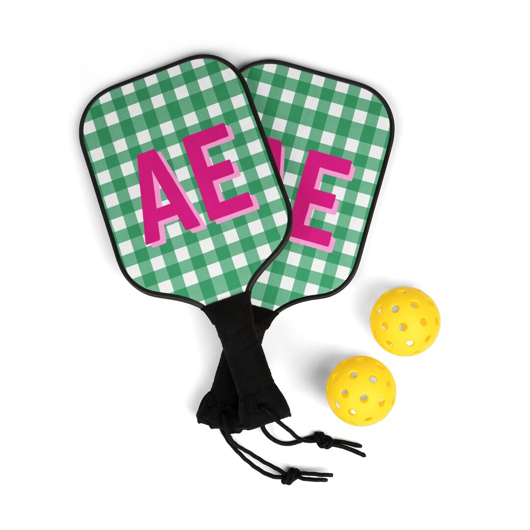 Custom Monogram Pickleball Kit Custom Pickleball Paddle Preppy Gingham ...