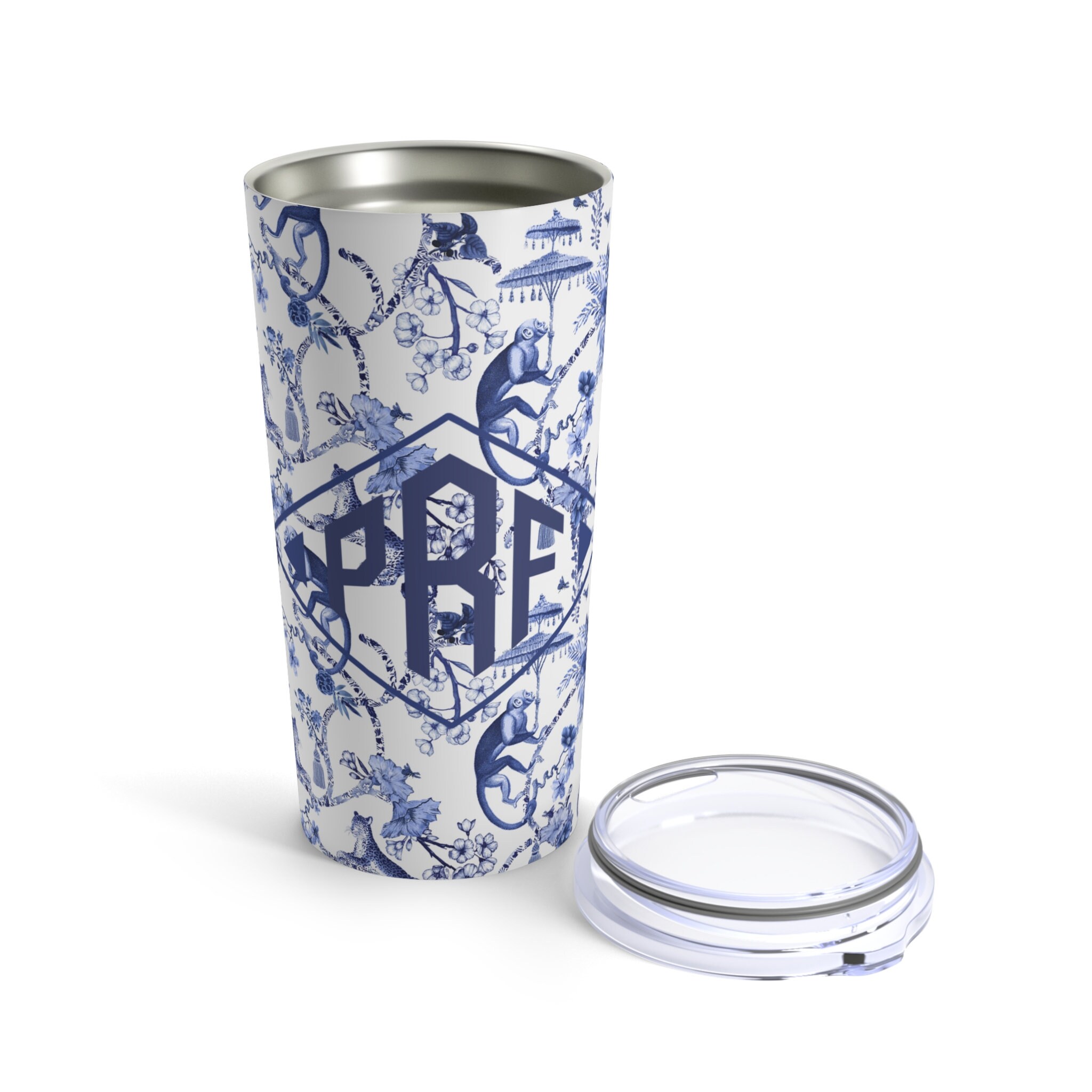 Monogram Chinoiserie Blue and White Tumbler Custom Blue Monkey ...