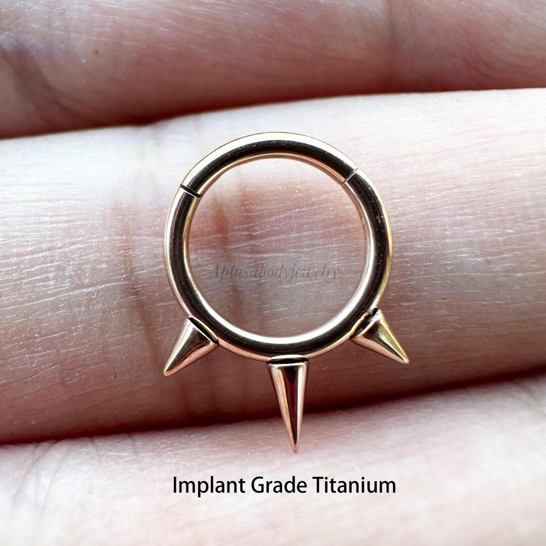 Rose Gold Color 16g 14g 8mm 10mm Implant Grade Titanium Triple Spike ...