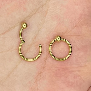 18G 16G 14G Hinged Segment Steel Captive Bead Ring Nose Hoop CBR ...