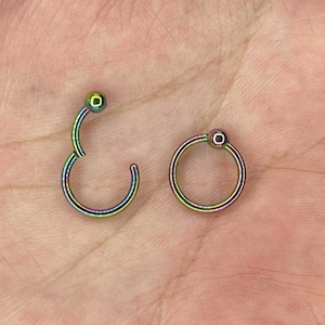 18G 16G 14G Hinged Segment Steel Captive Bead Ring Nose Hoop CBR ...