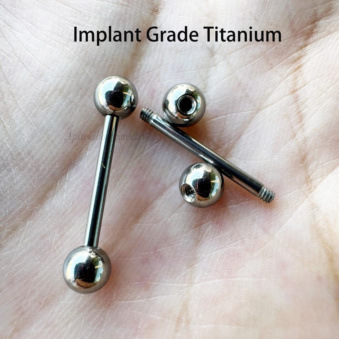 14g Externally Threaded Implant Grade Titanium Silver Titanium Tongue ...