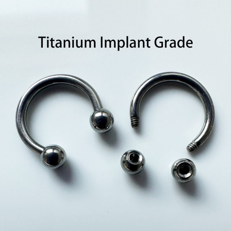 16g 14g Externally Threaded Implant Grade Titanium Silver Horseshoe ...