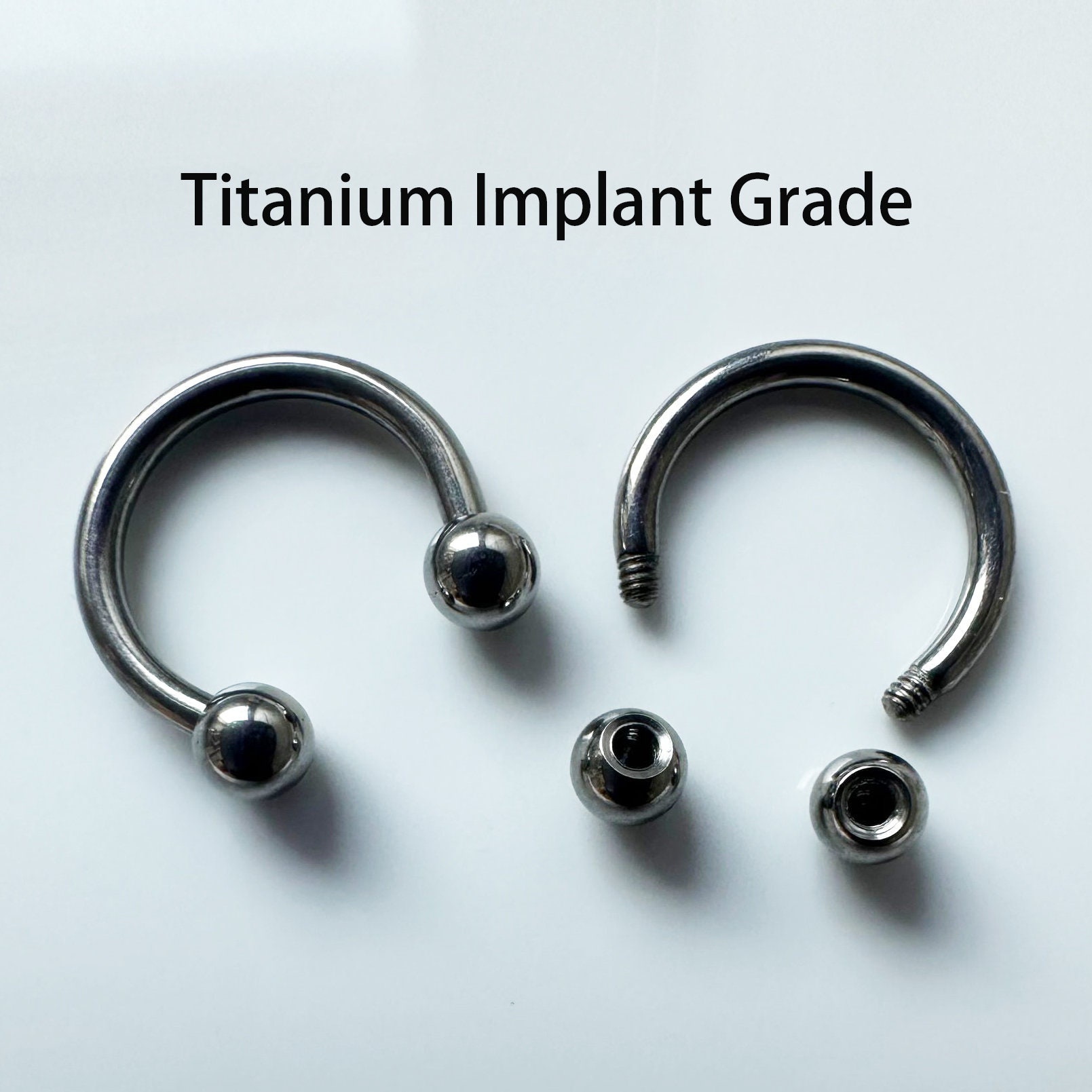 16g 14g Externally Threaded Implant Grade Titanium Silver Horseshoe ...