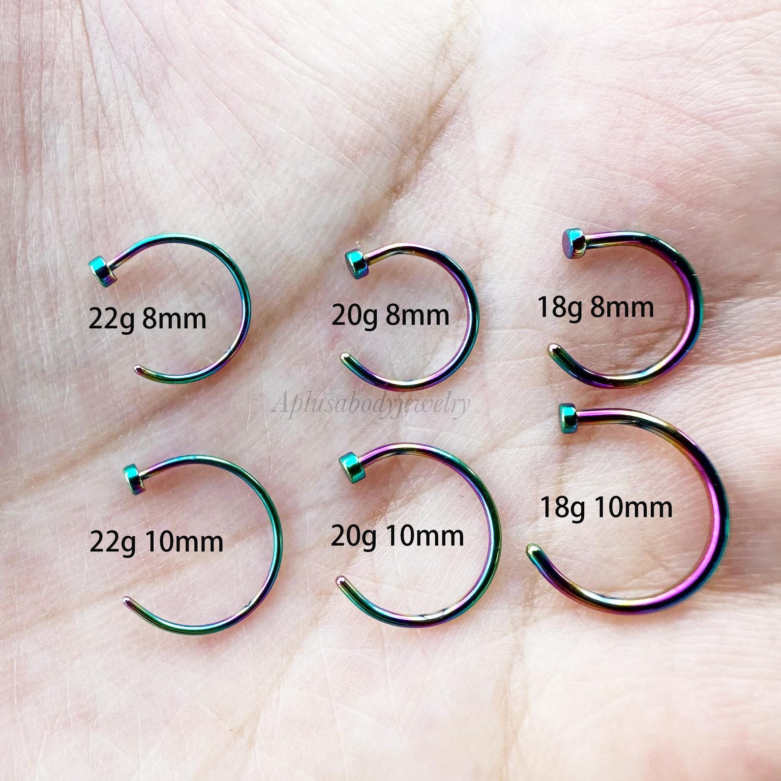 22G 20G 18G Chape C Open Nose Hoop Nose Ring Surgical Steel Basic Nose ...