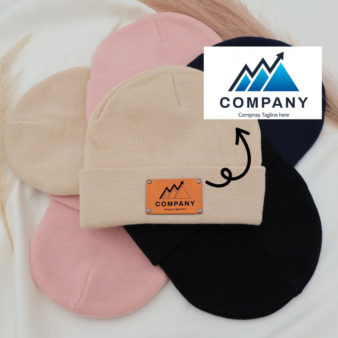 Custom Brand Logo Leather Patch Beanies Custom Business Logo Beanie ...