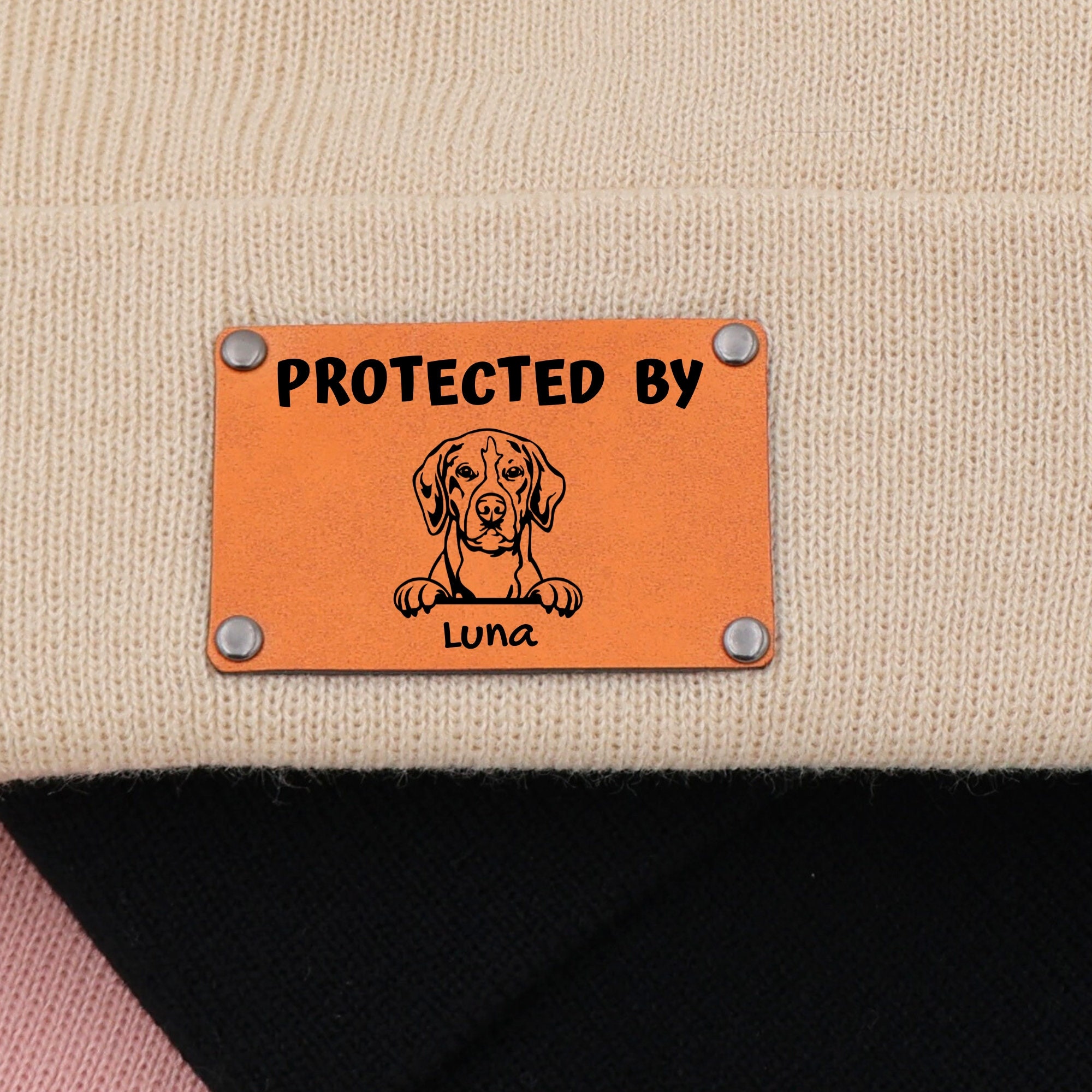 Custom Baby Beanie With Vegan Leather Patch for Boy Girl, Personalized ...