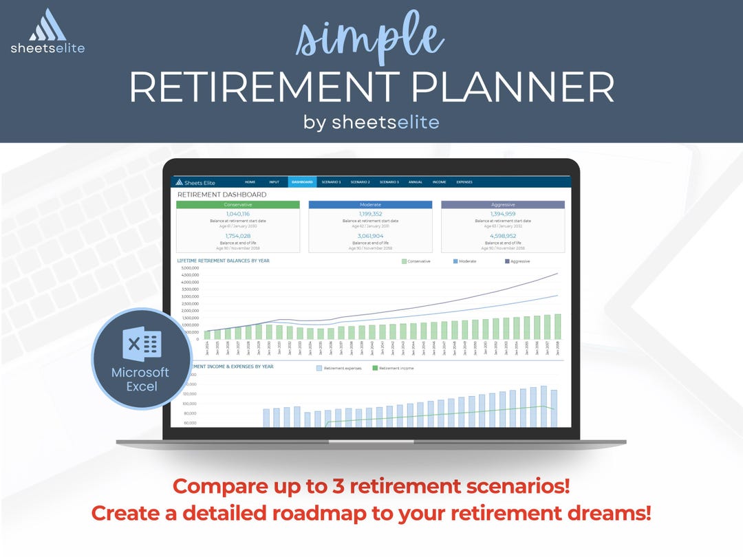 Simple Retirement Planner Microsoft Excel Instant Download Digital ...