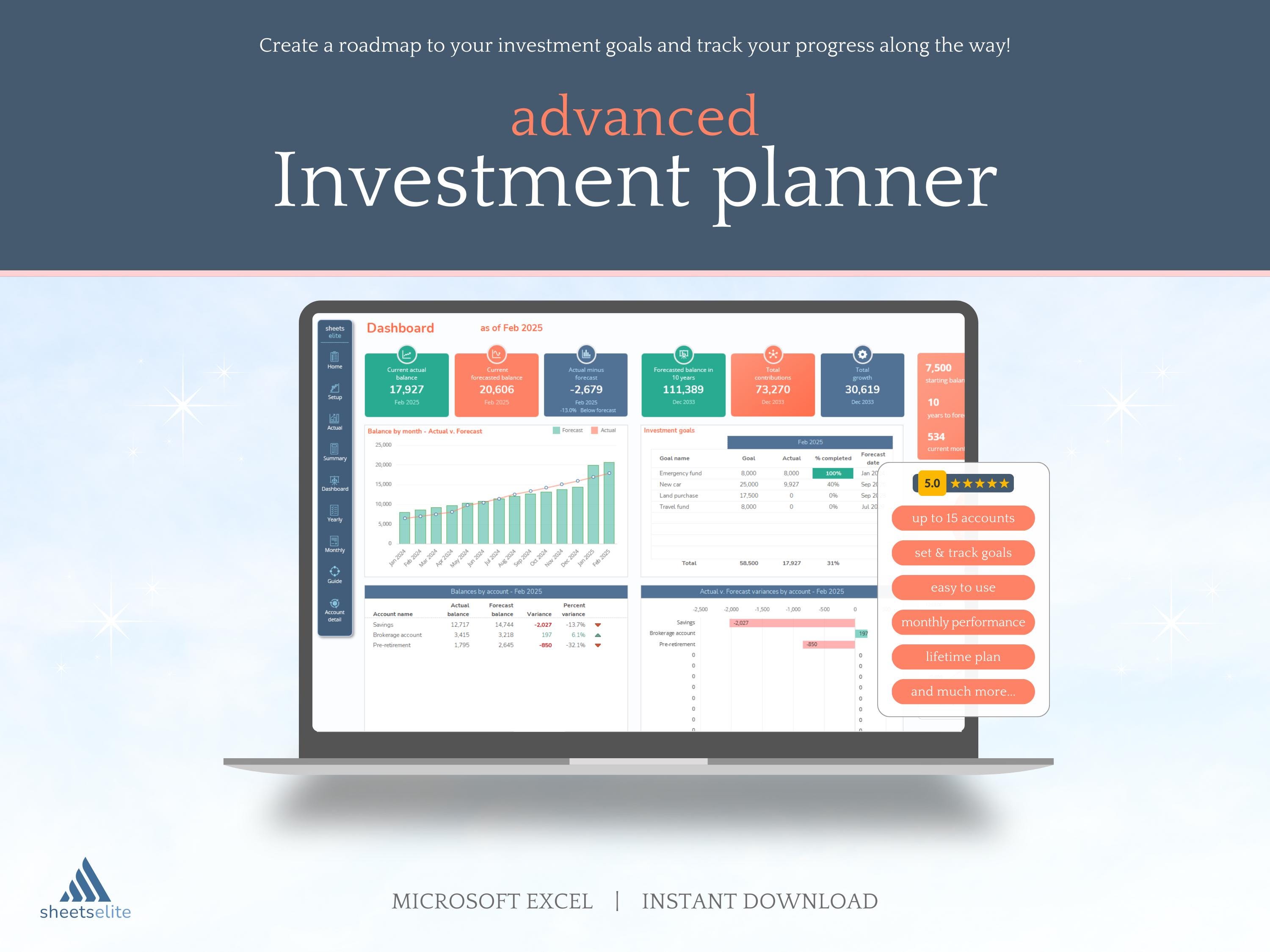 Advanced Investment Planner - Microsoft Excel ; Instant Download ...