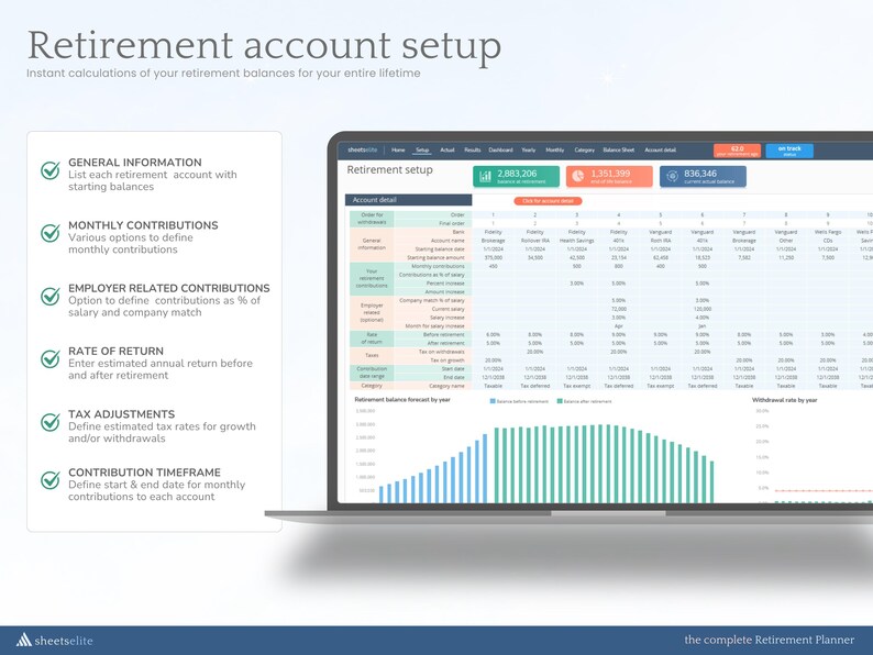 Complete Retirement Planner - Microsoft Excel-instant Download-spreadsheet Template-pension ...