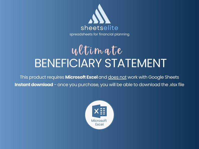 Ultimate Beneficiary Statement - Microsoft Excel - Instant Download ...