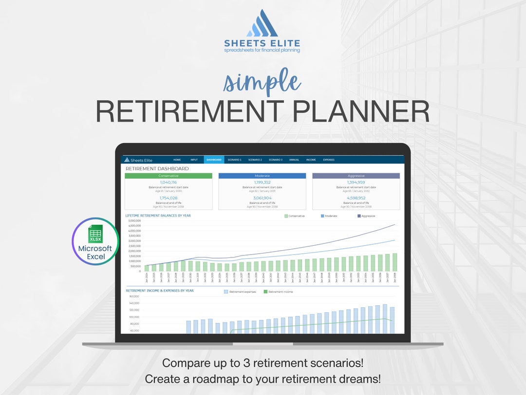 Simple Retirement Planner Using Microsoft Excel Digital Download ...