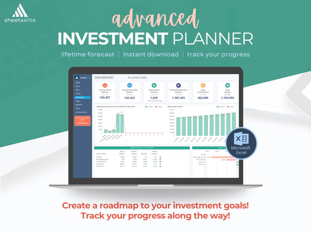 Advanced Investment Planner Microsoft Excel Instant Download Digital ...