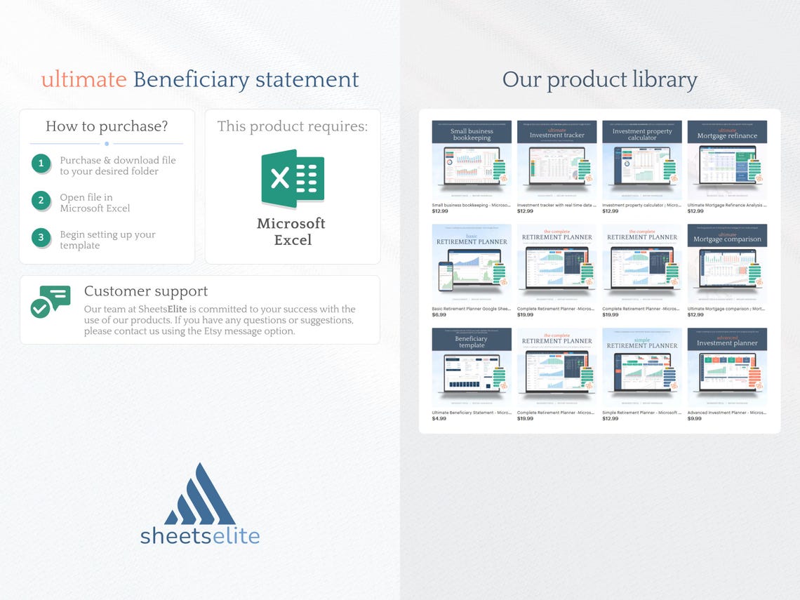 Ultimate Beneficiary Statement - Microsoft Excel - Instant Download ...