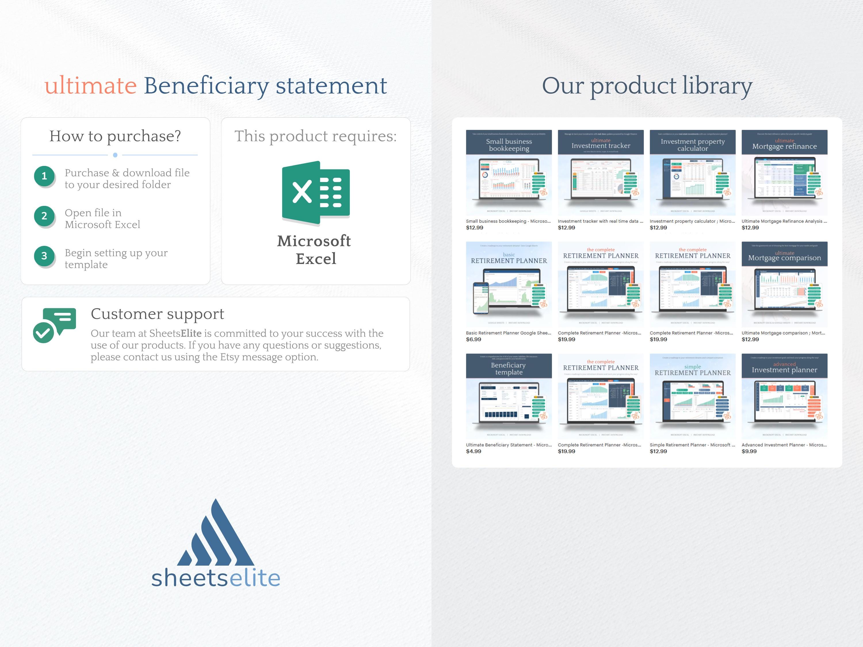 Ultimate Beneficiary Statement - Microsoft Excel - Instant Download ...