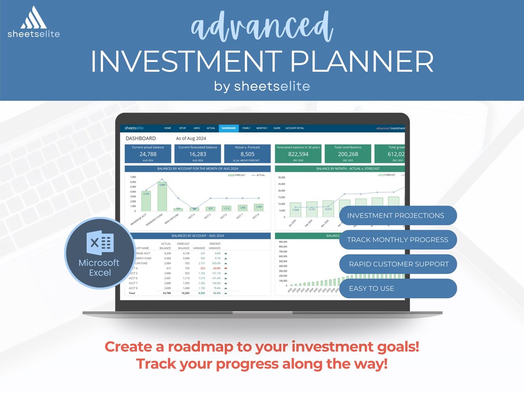 Advanced Investment Planner Microsoft Excel Instant Download Digital ...