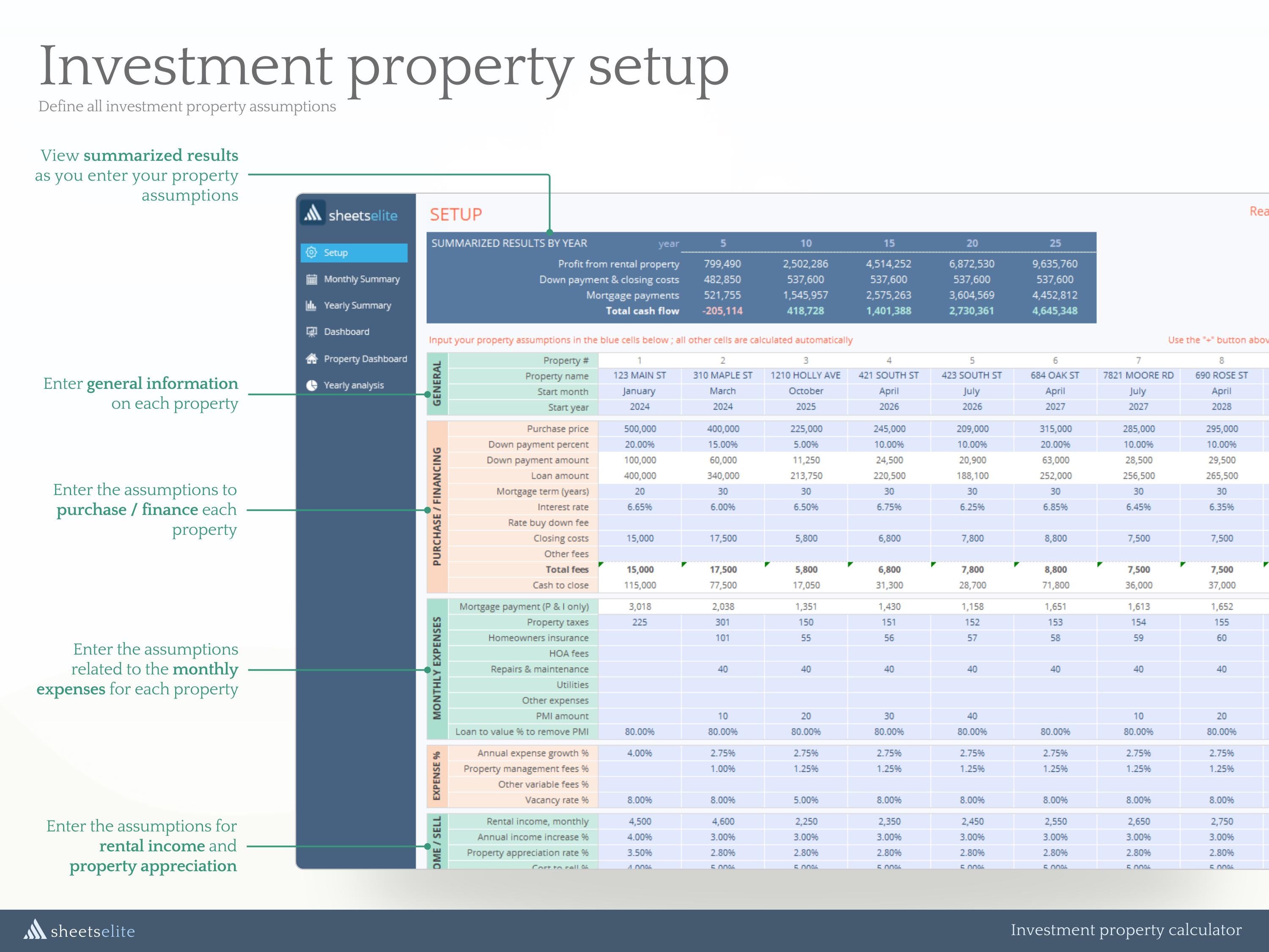 Investment Property Calculator ; Microsoft Excel ; Rental Property ...