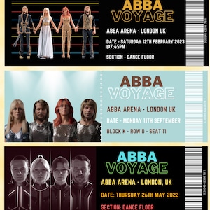 Abba Voyage Personalised Souvenir Ticket - Etsy
