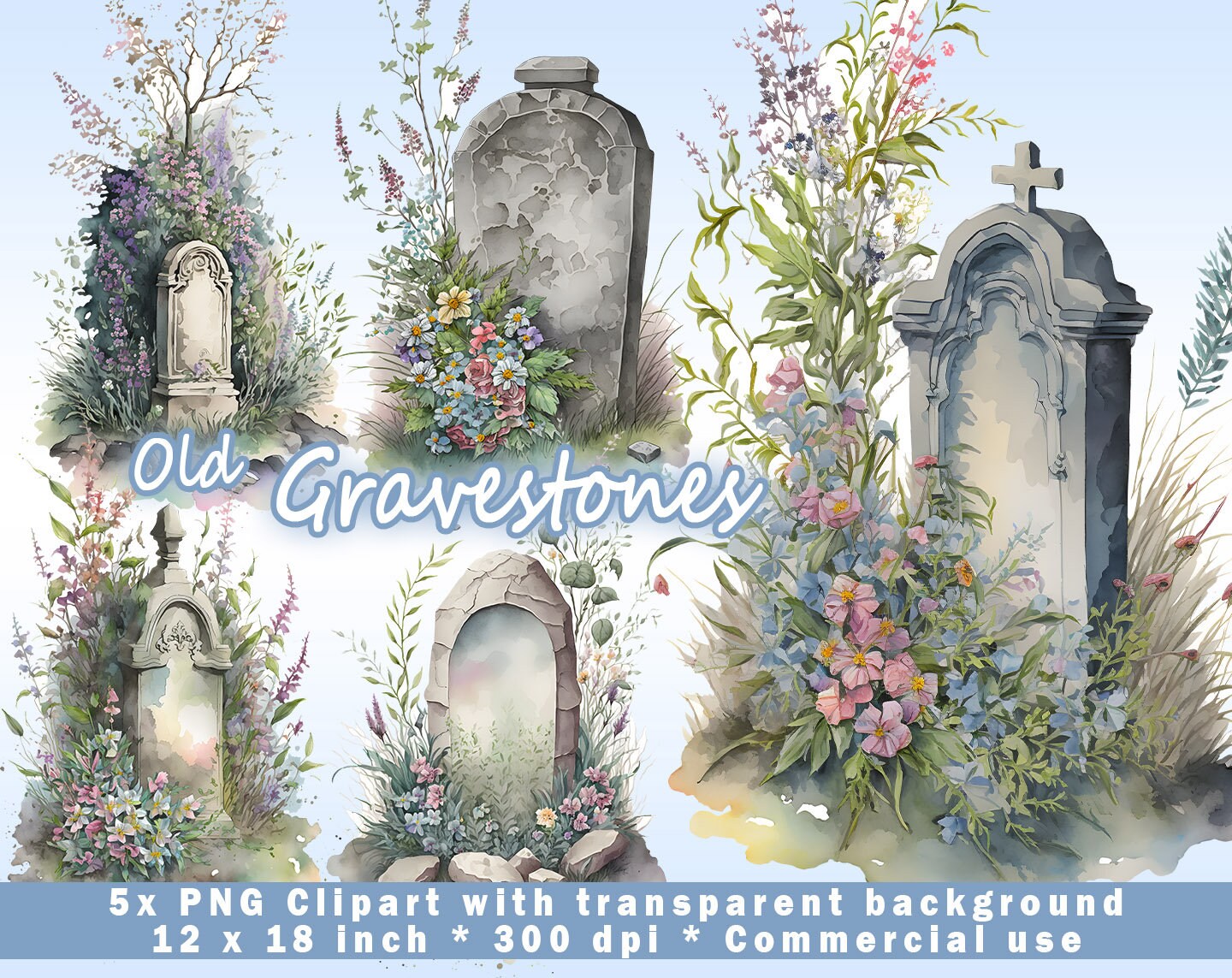 Gravestone Clipart With Flowers