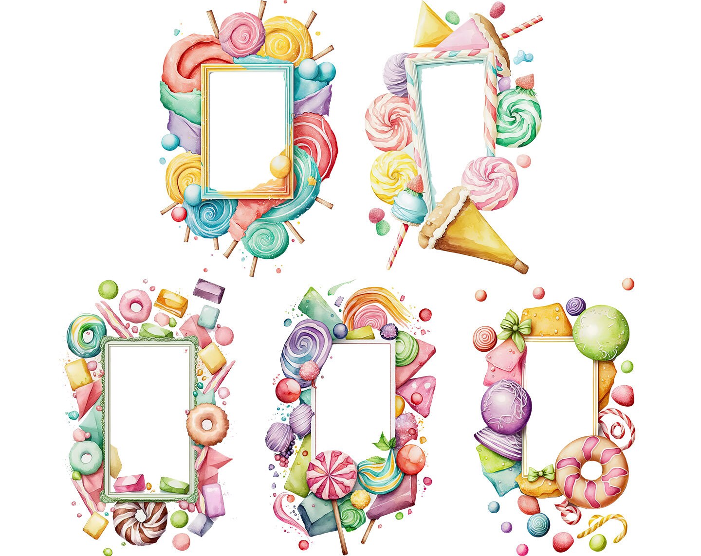 Candy Frame Clipart Seta Candy PNG Watercolor Clip Art - Etsy Canada