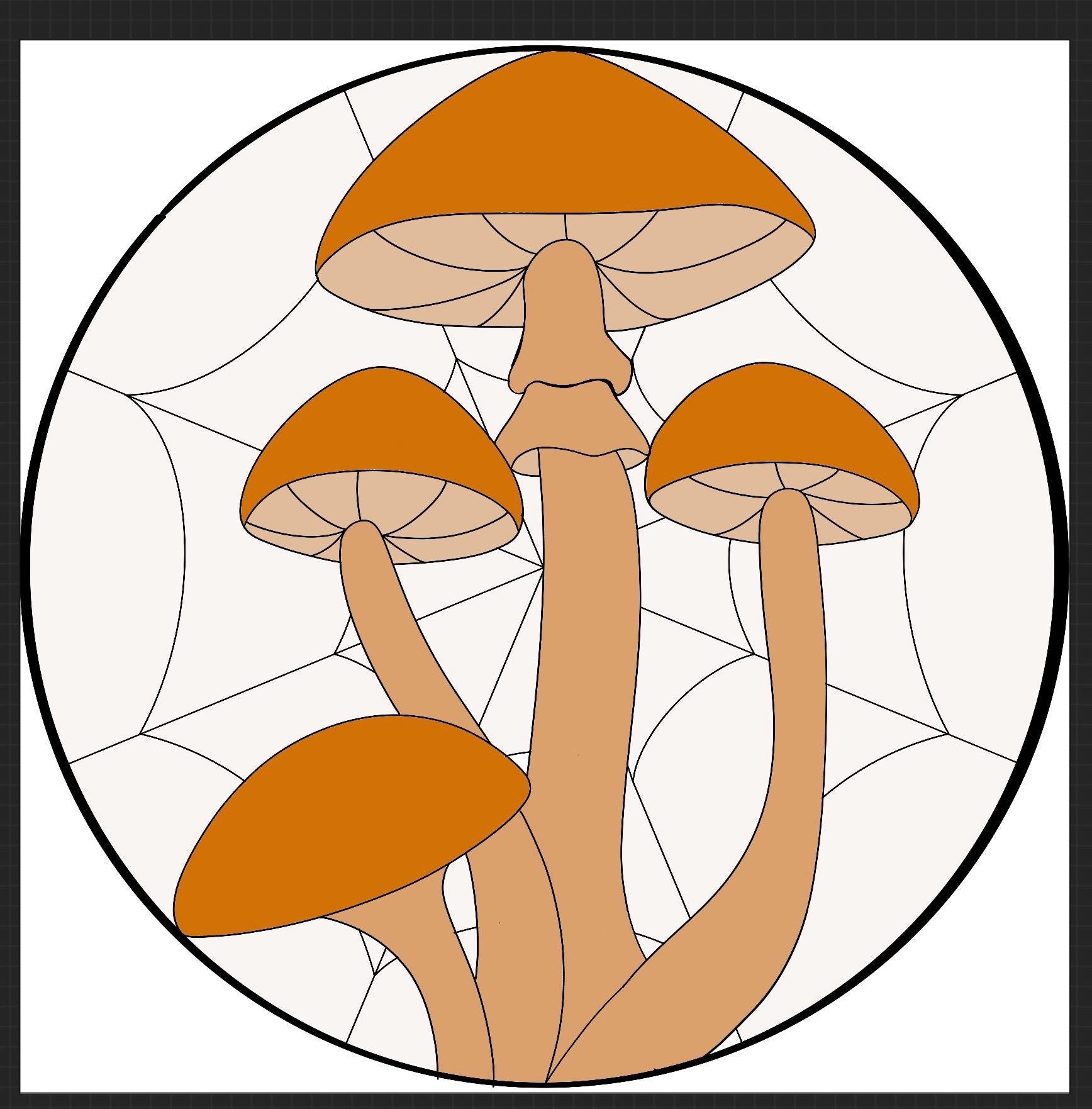 Mushroom Cluster With Spiderweb Stained Glass Pattern - Etsy