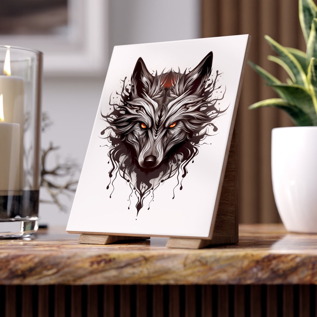 Wolf Glossy Ceramic Photo Tile Digital Art Fantasy Art Tile - Etsy