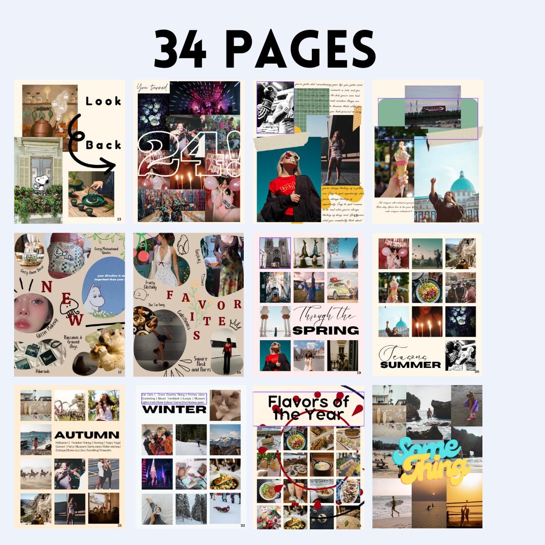 Yearly Recap Magazine Canva Template Design | Collage Print | Yearbook ...