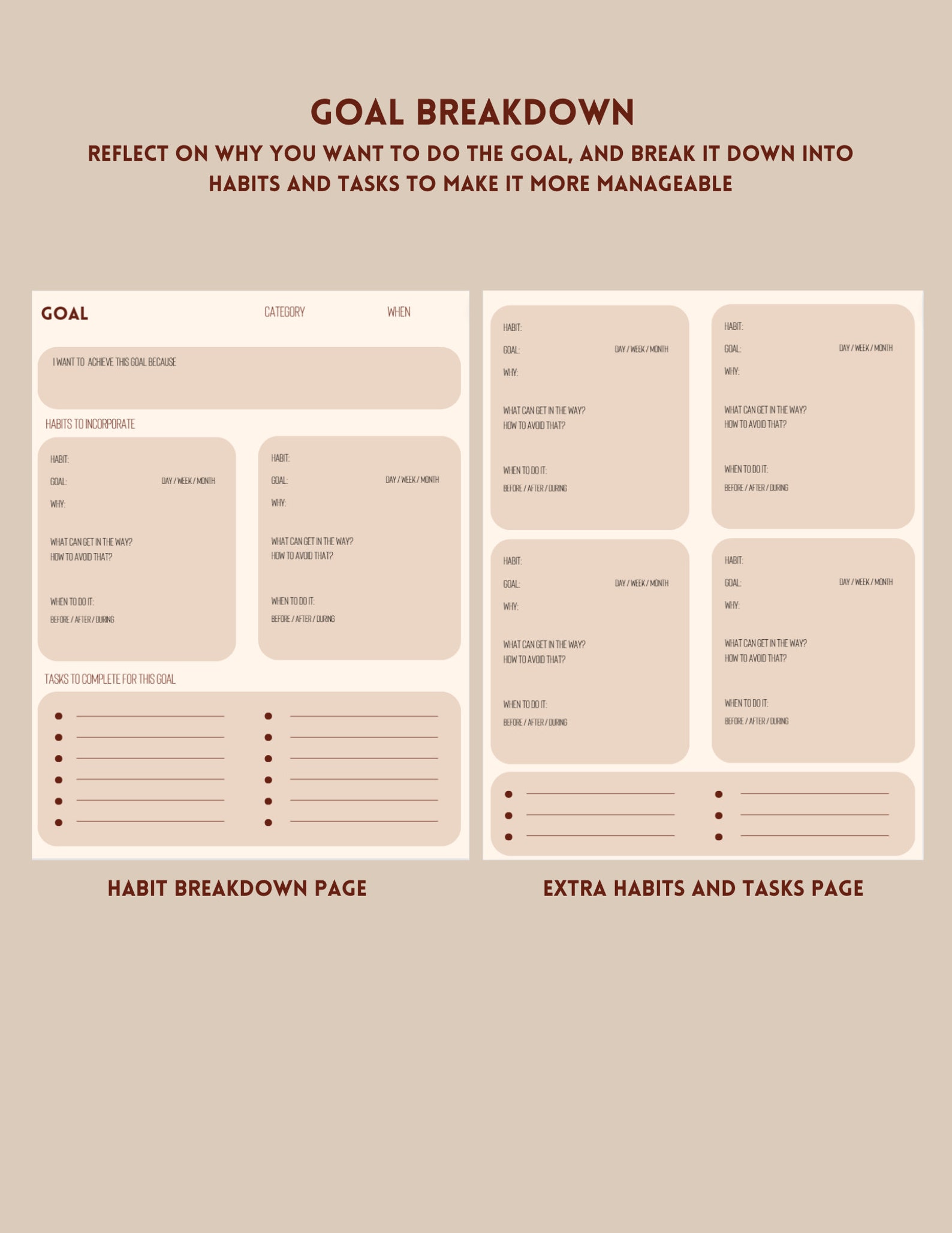 Goal Setting Planning Areas of Life Goals Breakdown Habits Tasks ...
