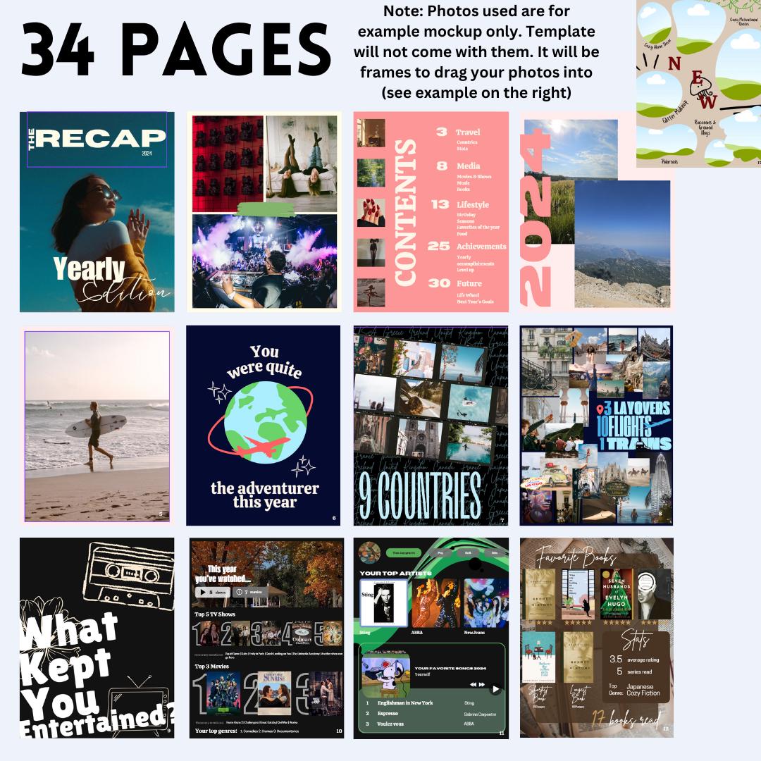 Yearly Recap Magazine Canva Template Design | Collage Print | Yearbook ...