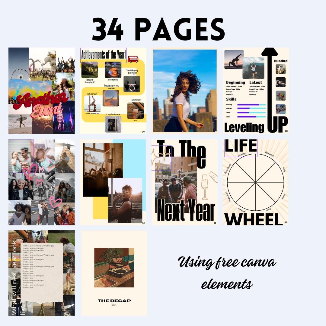 Yearly Recap Magazine Canva Template Design | Collage Print | Yearbook ...