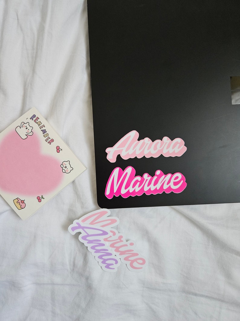 Custom Cursive Script Name Personalised Sticker Pastel Barb Decal Hot ...